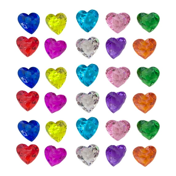 30Pcs Acrylic Crystal Heart Gemstones, Pool Diving Treasure Hunt Game ...