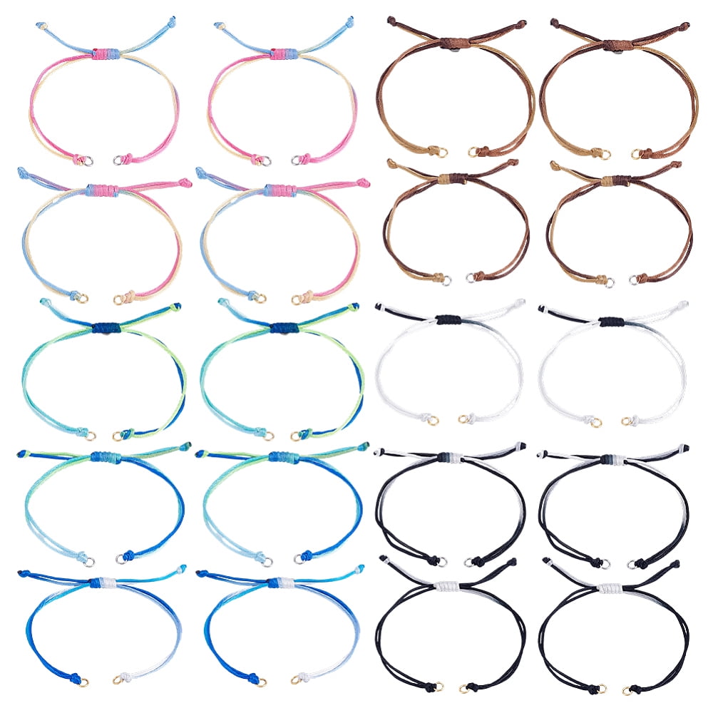 30Pcs Adjustable Nylon Braid Bracelets Semi Finished Bracelet Adjustable Bracelet Knot Rope ...