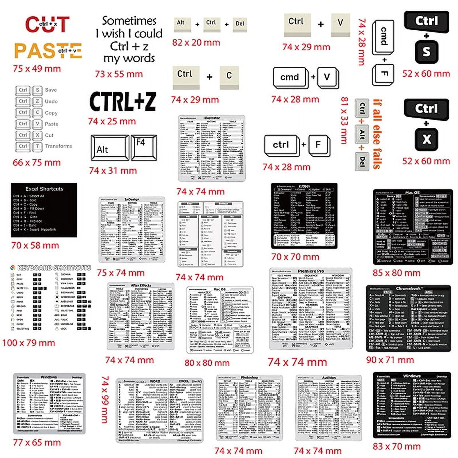 30Pcs Adobe Photoshop Quick Reference Keyboard Guide Shortcut Sticker ...