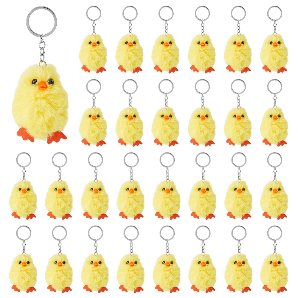 30Pcs Alloy Plush Keychains with Split Clasps Duck Platinum Yellow ...