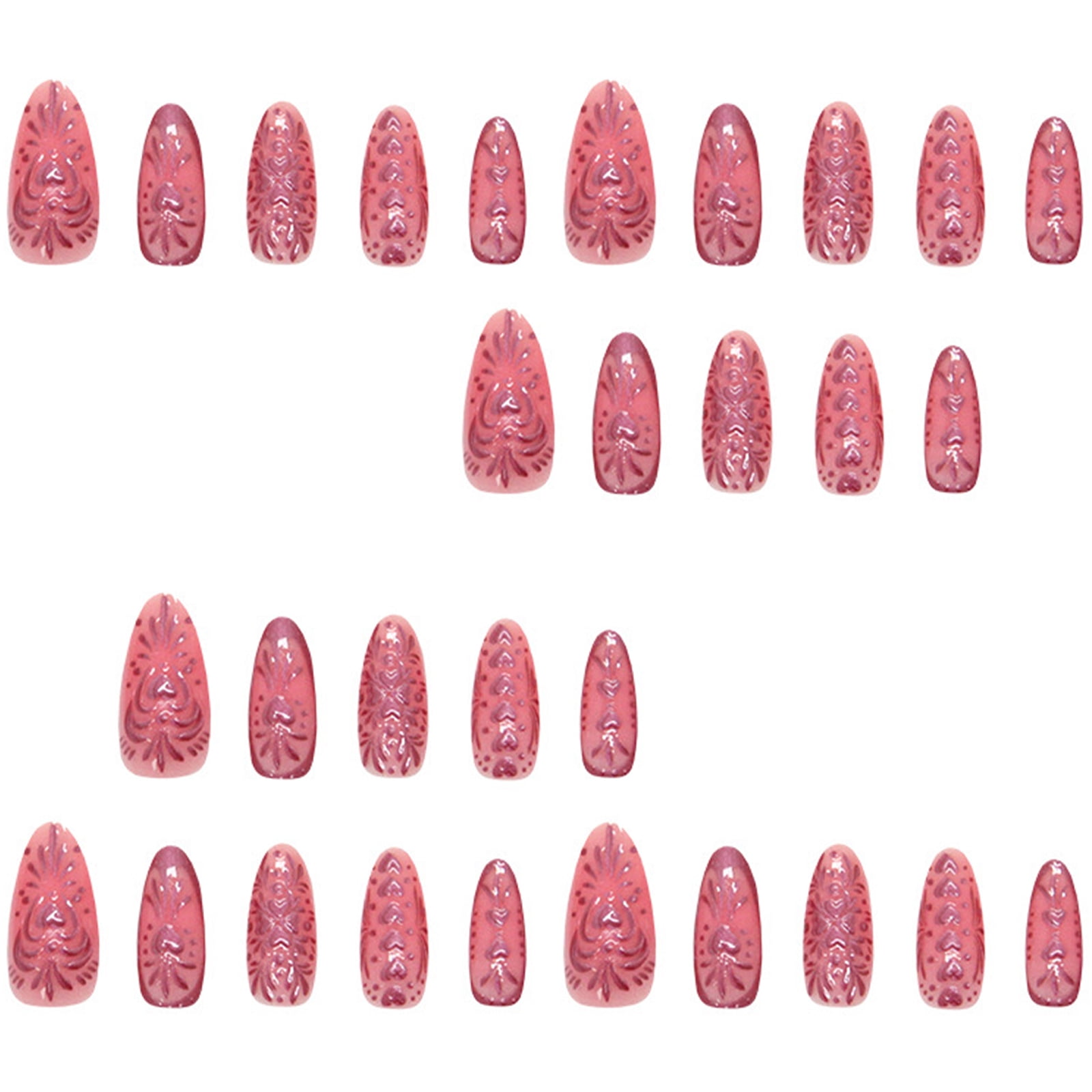 30Pcs Almond Fake Nails Artificial Nails False Nails Glues On Nails ...