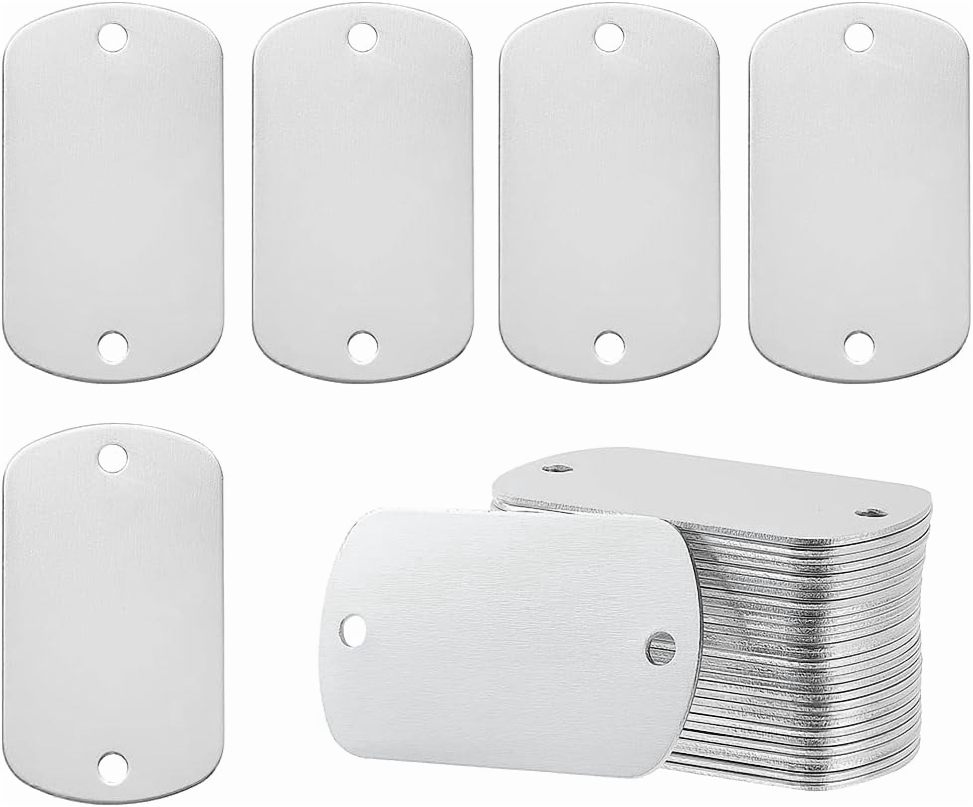 30Pcs Aluminum Blanks Tags with 2 Holes 2x1.14x0.04inch Oval Blank ...