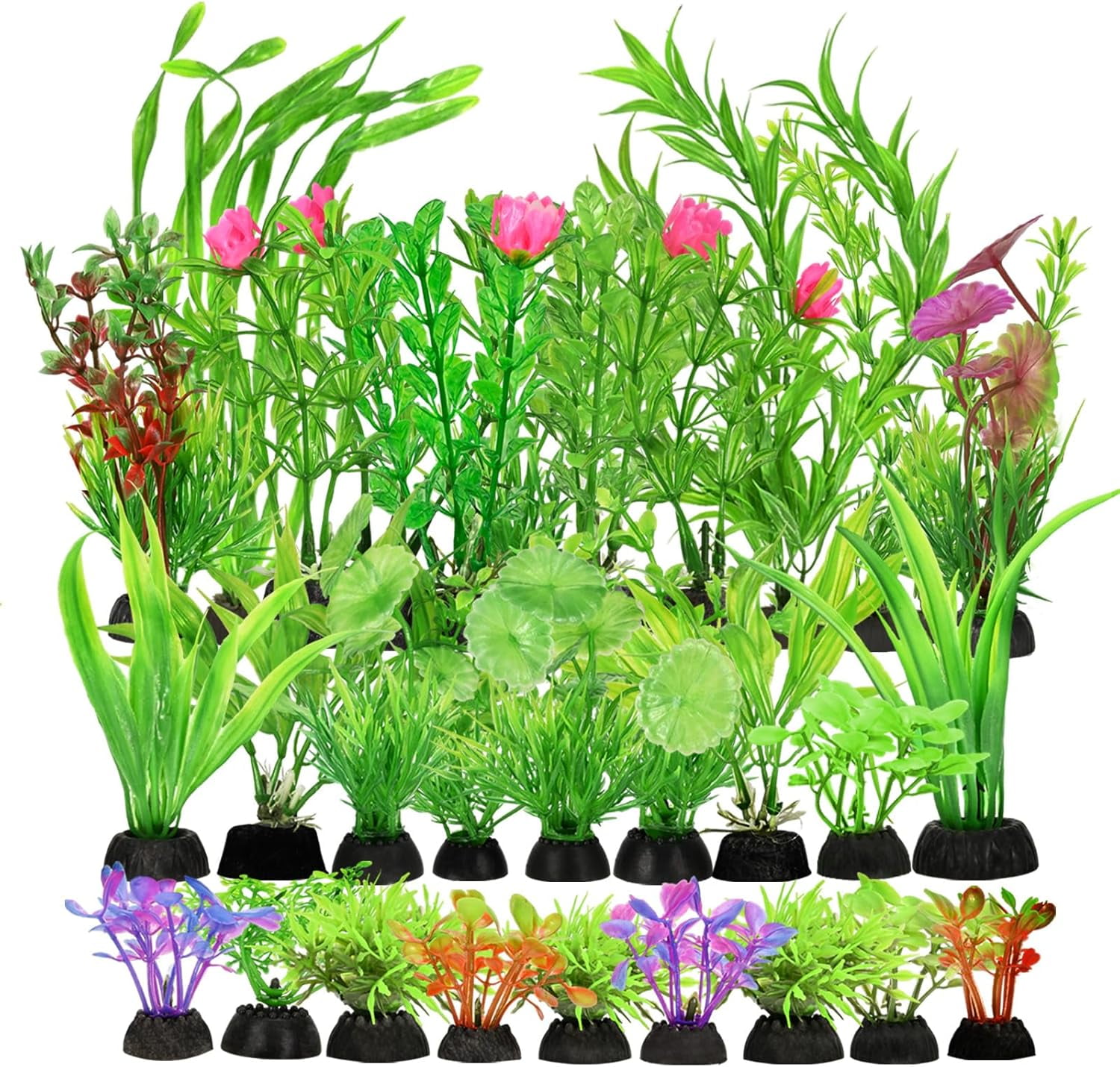 30Pcs Aquarium Plants, Green Fish Tank Plants, Artificial Aquarium Fish ...