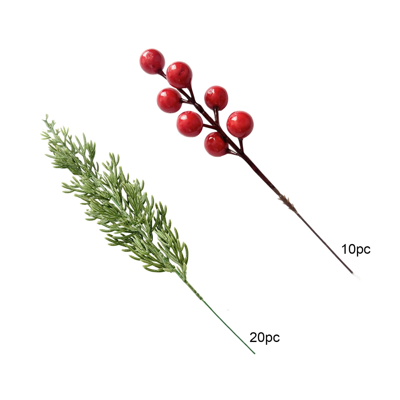 30Pcs Artificial Christmas Greenery Set – 20 Pine Needle Sprigs & 10 ...