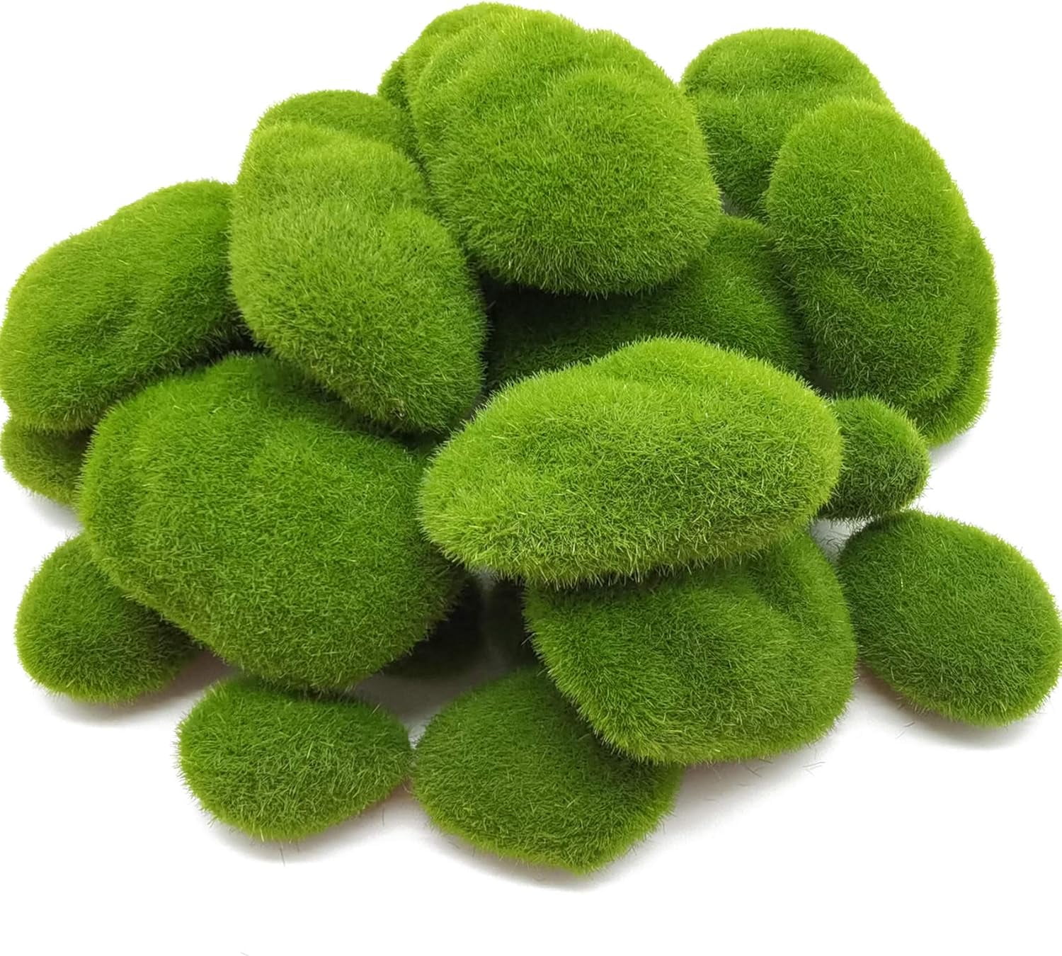 30Pcs Artificial Moss Rocks, 3 Size Faux Green Moss Covered Stones ...