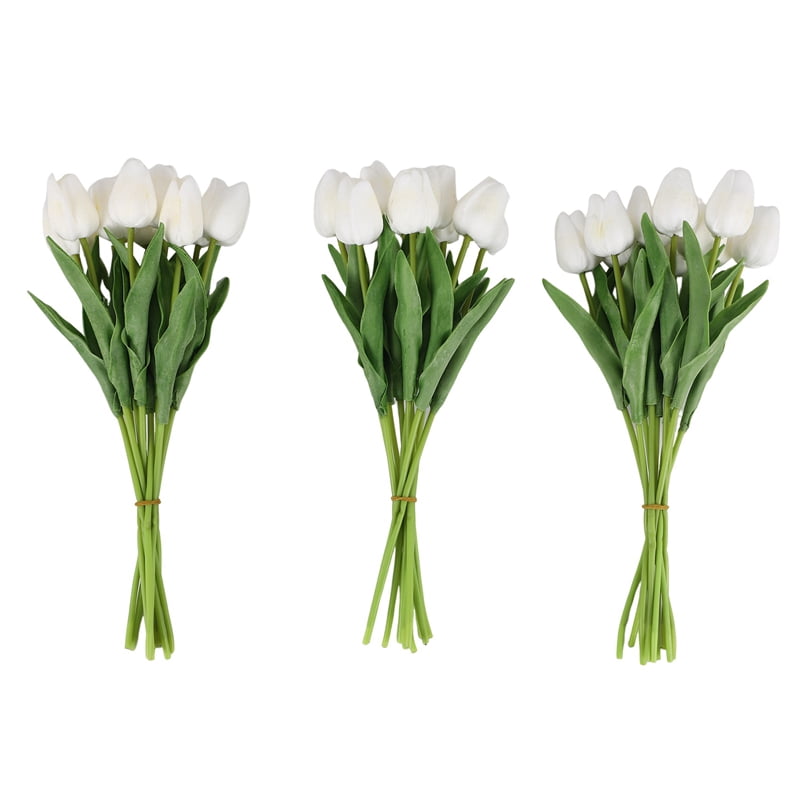 30Pcs Artificial Tulips Flowers Real Touch Tulips Fake PU Tulip Bouquet ...