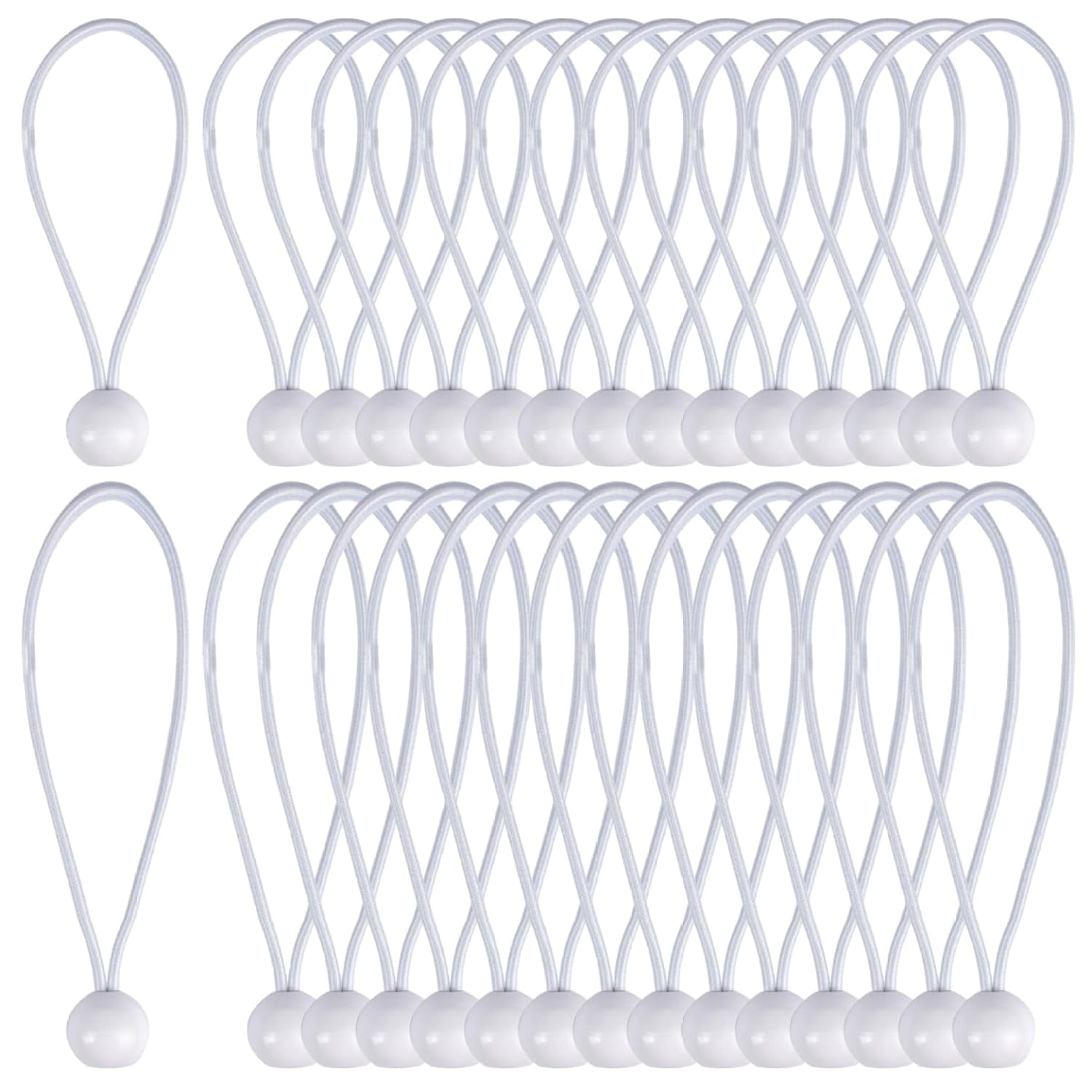 30Pcs Ball Bungee Cords, White Bungee Balls Weather Resistant 3.5mm ...