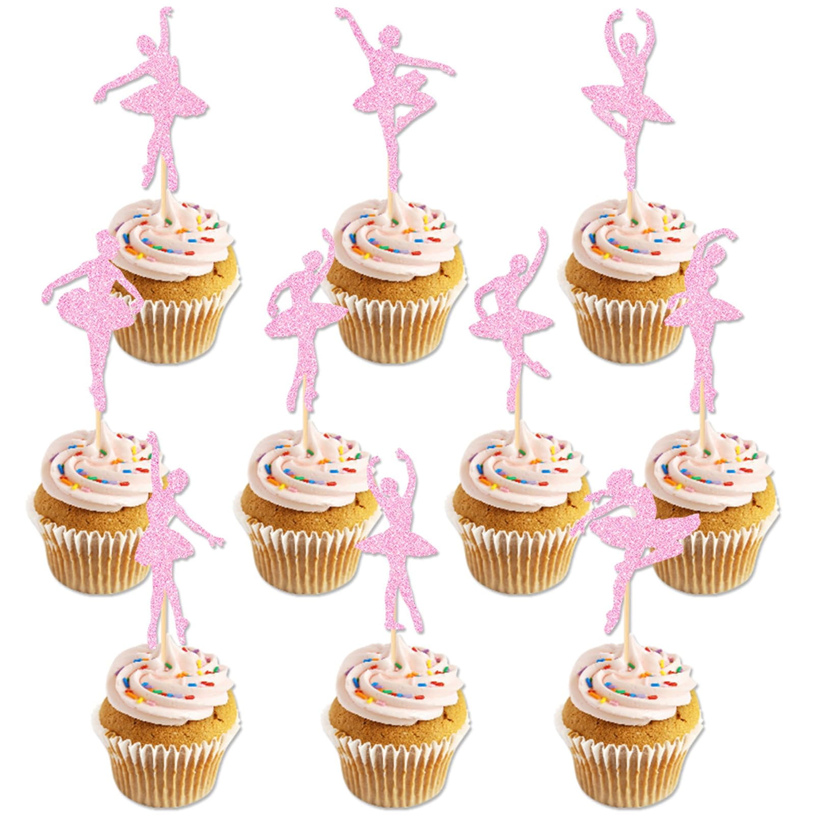 30Pcs Ballerina Cupcake Toppers Pink Ballet Dancer H2FSDBaby Girl ...