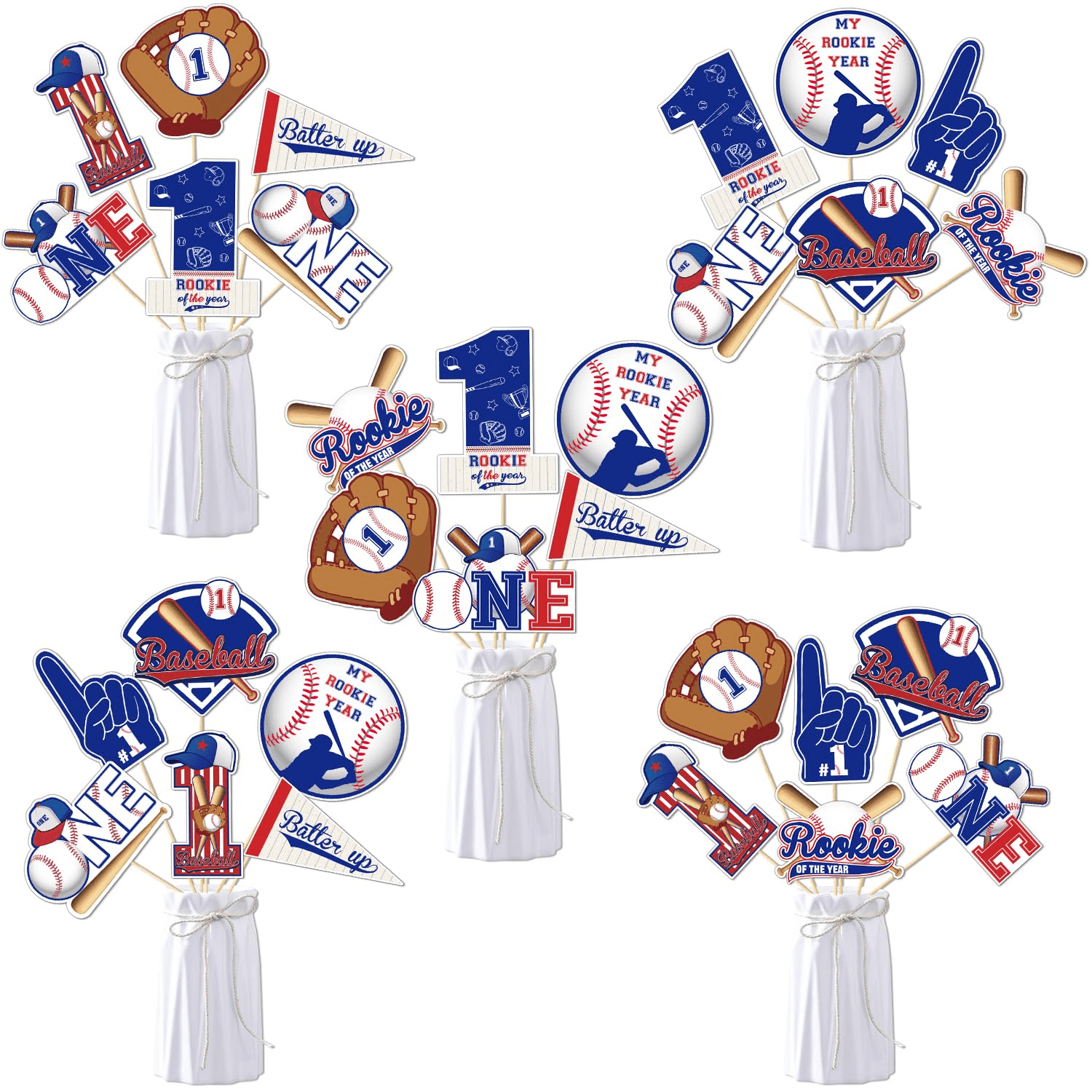 30Pcs Baseball First Birthday Centerpiece Sticks, Rookie of the Year ...
