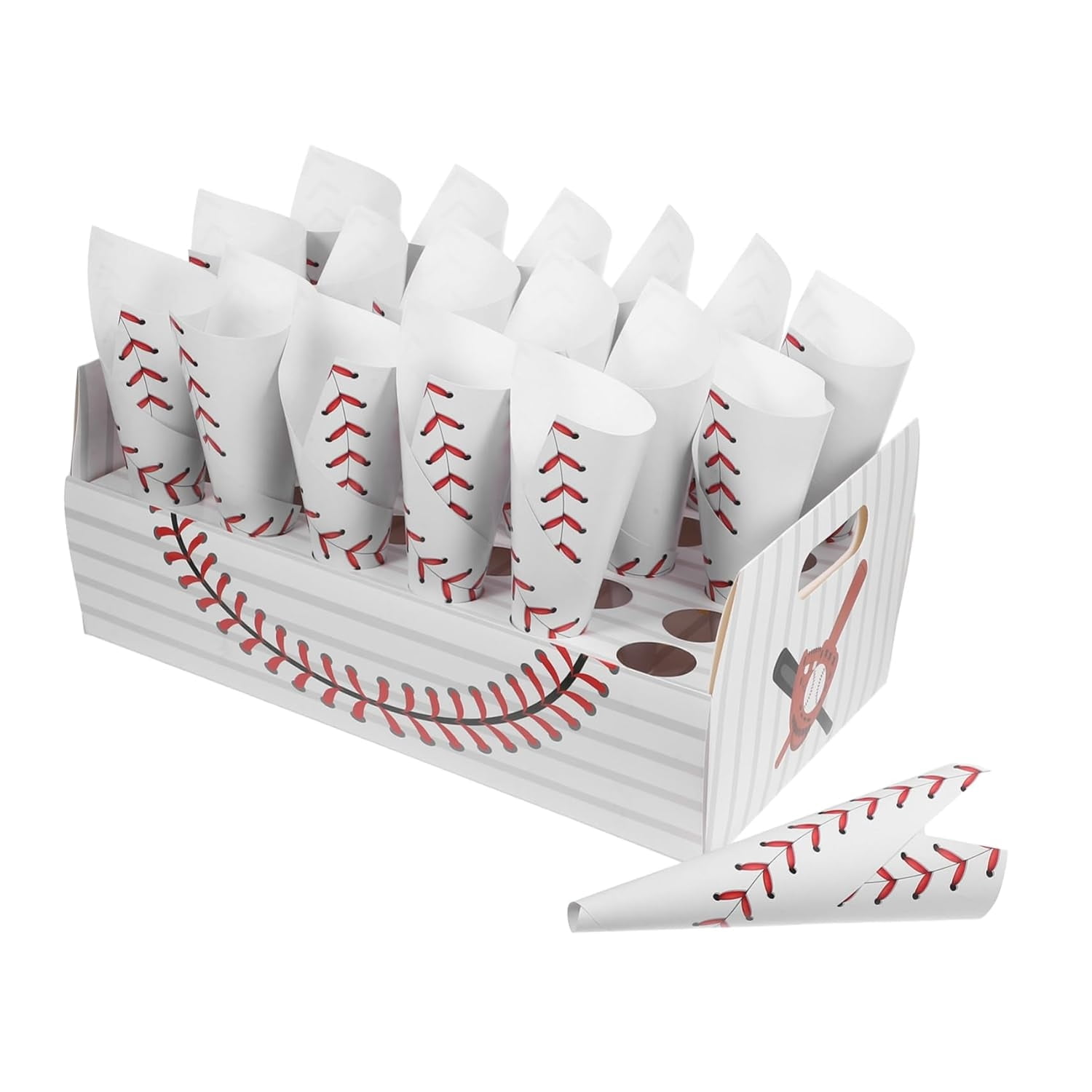 30Pcs Baseball Themed Paper Cones Snack Holders For Party Treats ...