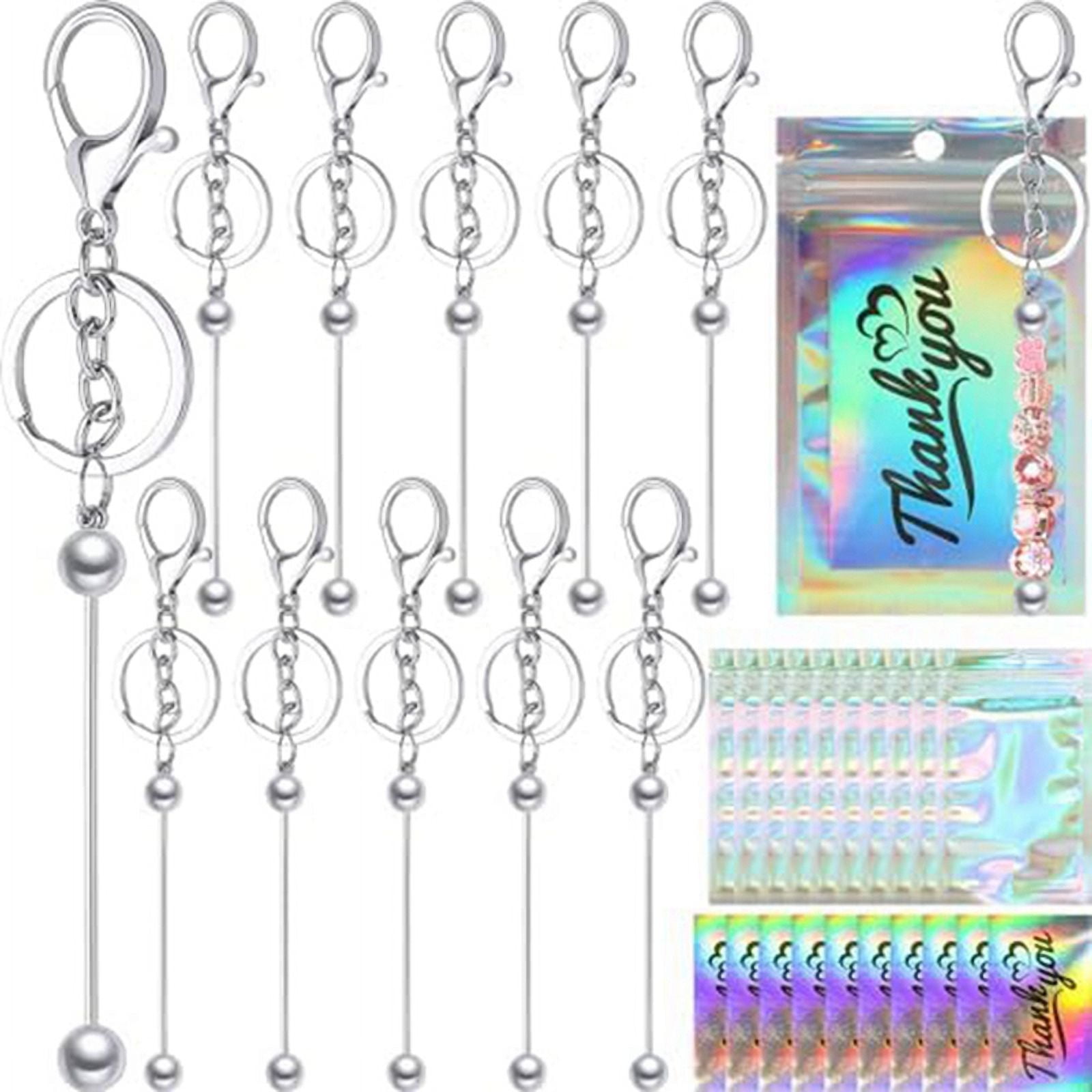 30Pcs Beadable Keychain Bars Metal Bead Keychain Set for DIY Craft ...