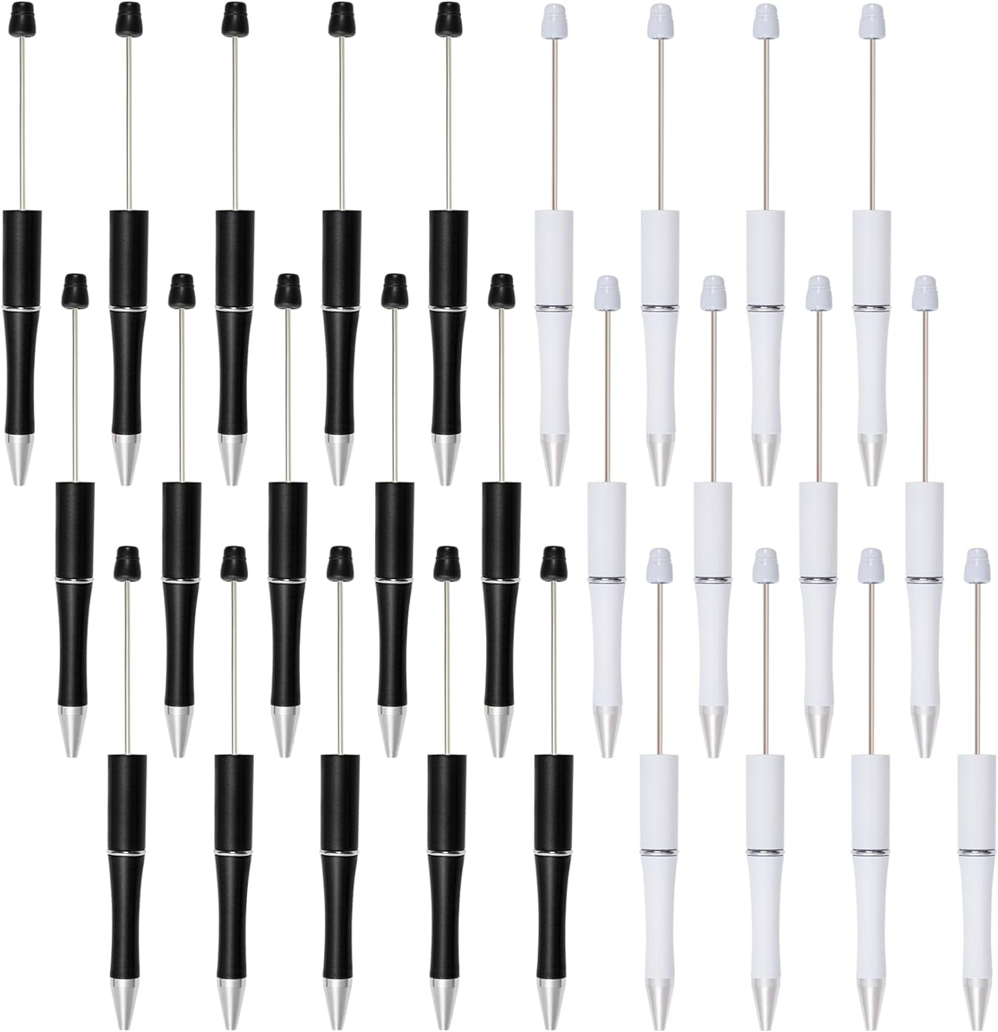 30Pcs Beadable Pens Plastic Bead Pen Black Ink Ballpoint Pens Diy Pens ...