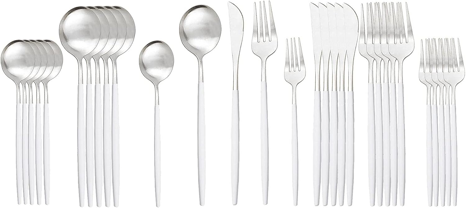 30Pcs Black Gold Flatware Set Matte Knife Spoon Fork Tableware Set ...