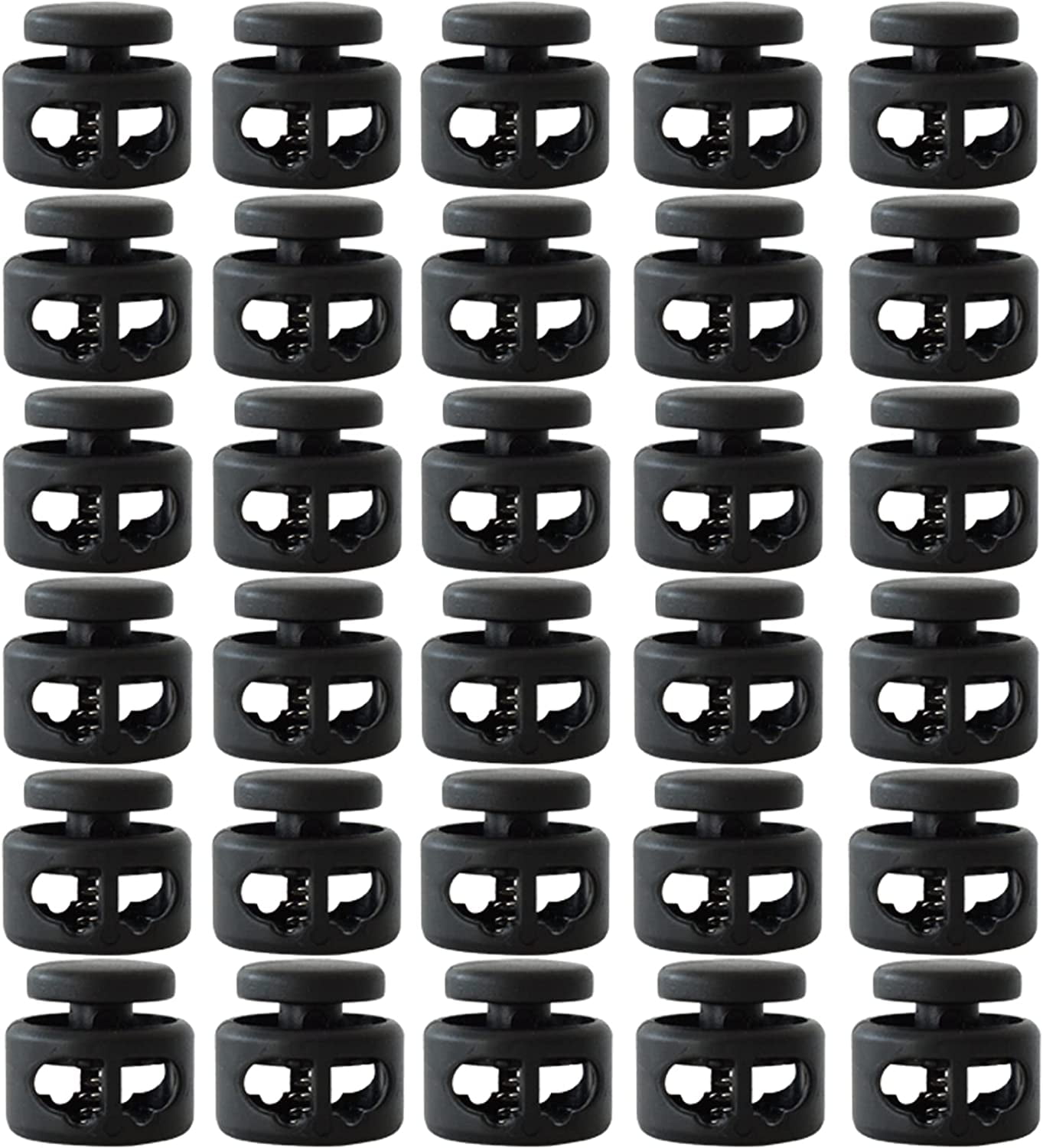 30Pcs Black Plastic Heavy Duty Cord Locks, Double Hole Drawstring ...