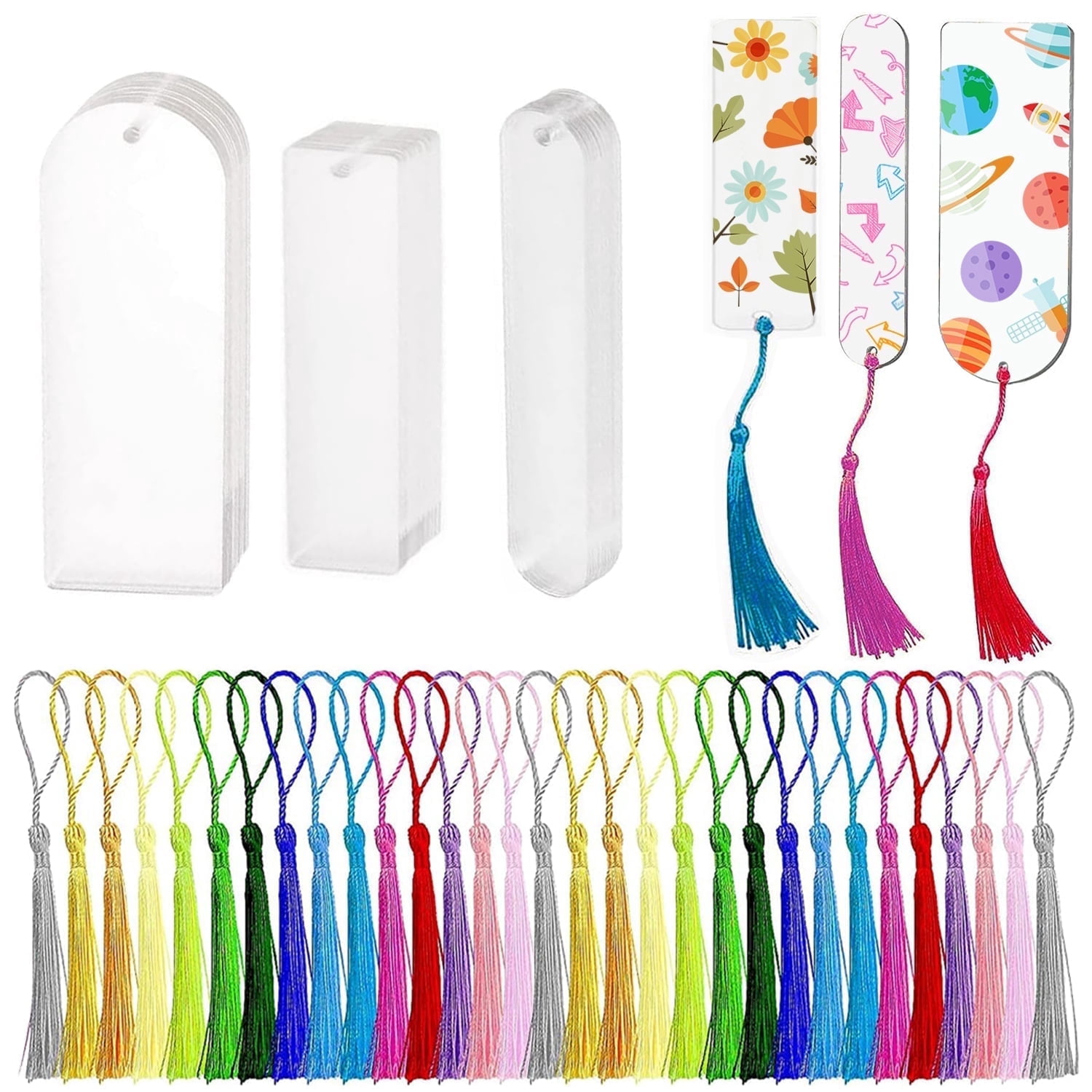 30Pcs Blank Acrylic Bookmarks, Clear Acrylic Craft Book Markers with ...
