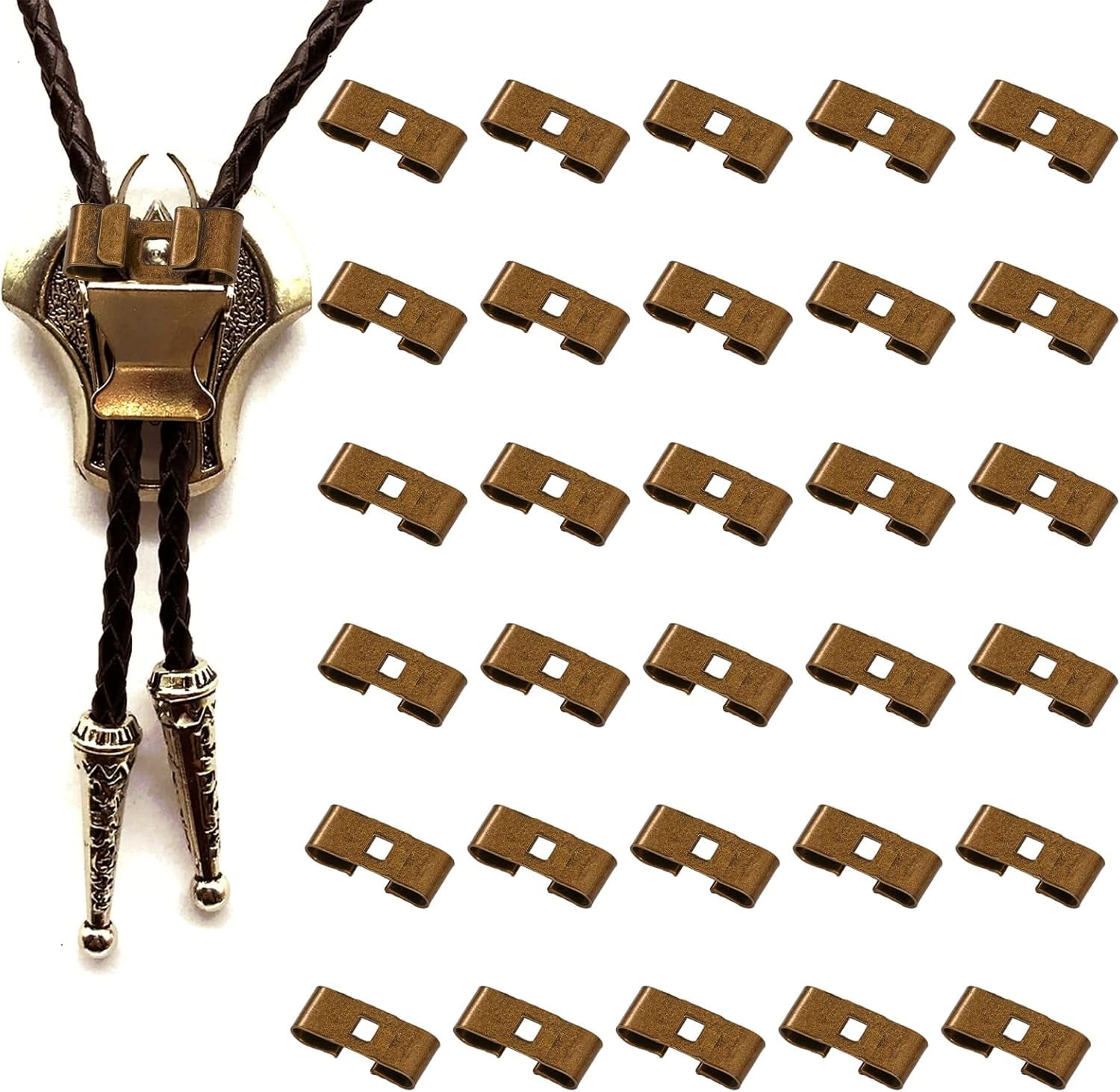 30Pcs Blank Bolo Tie Slide Clasp Bolo Tie Tips Bronze Bolo Tie Buckle Accessories for Men Women ...