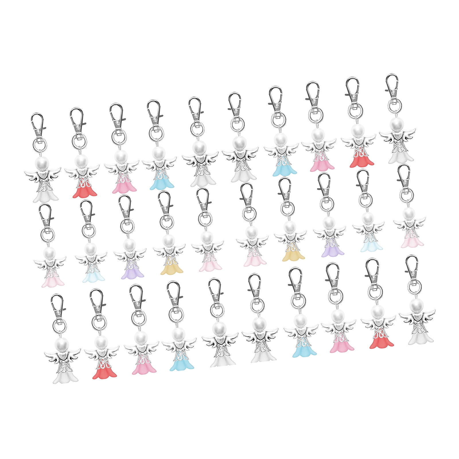 30Pcs Blessing Keychain Key Holder Beads Wing Pendant Keyring for Guest ...