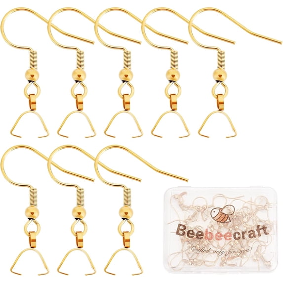 30Pcs/Box Earring Hooks with Pinch Bails 18K Gold Plated Stainless ...