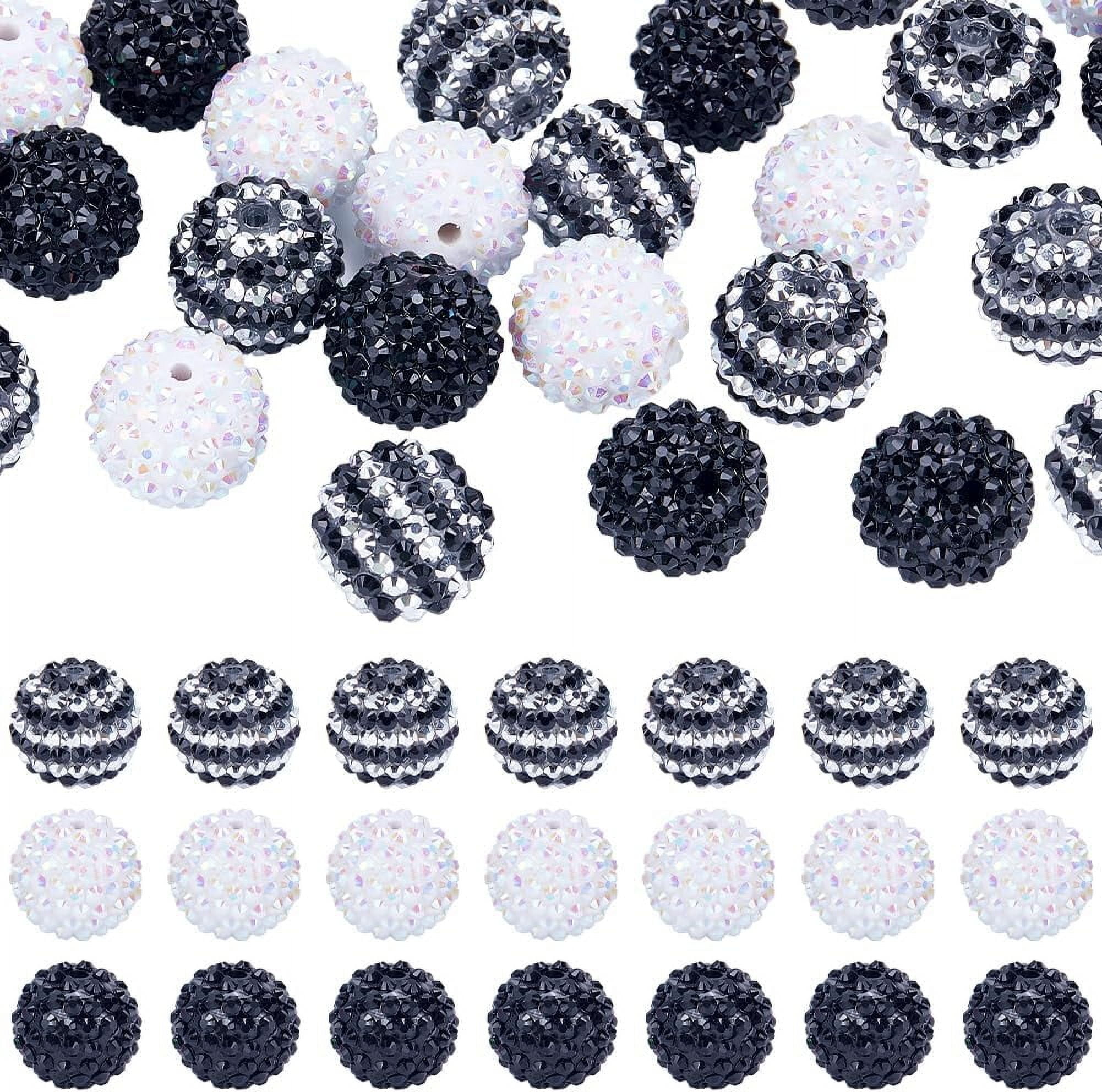 30Pcs Bubblegum Beads 20mm Rhinestone Beads Bulk Large Opaque Black ...