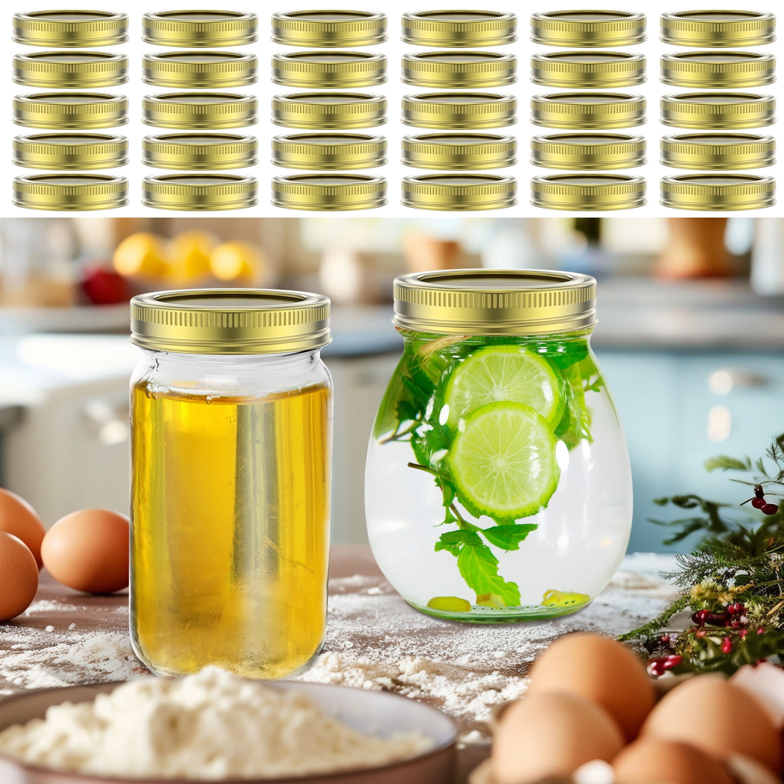 30Pcs Canning Jar Lids with Rings Good Sealing Canning Lids Practical ...