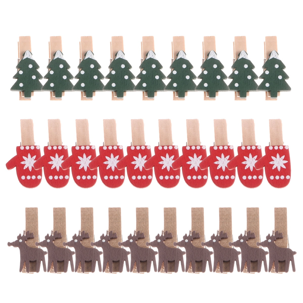 30 Pcs Christmas Santa Claus Wooden Clips Mini Clothespins Photo Paper ...