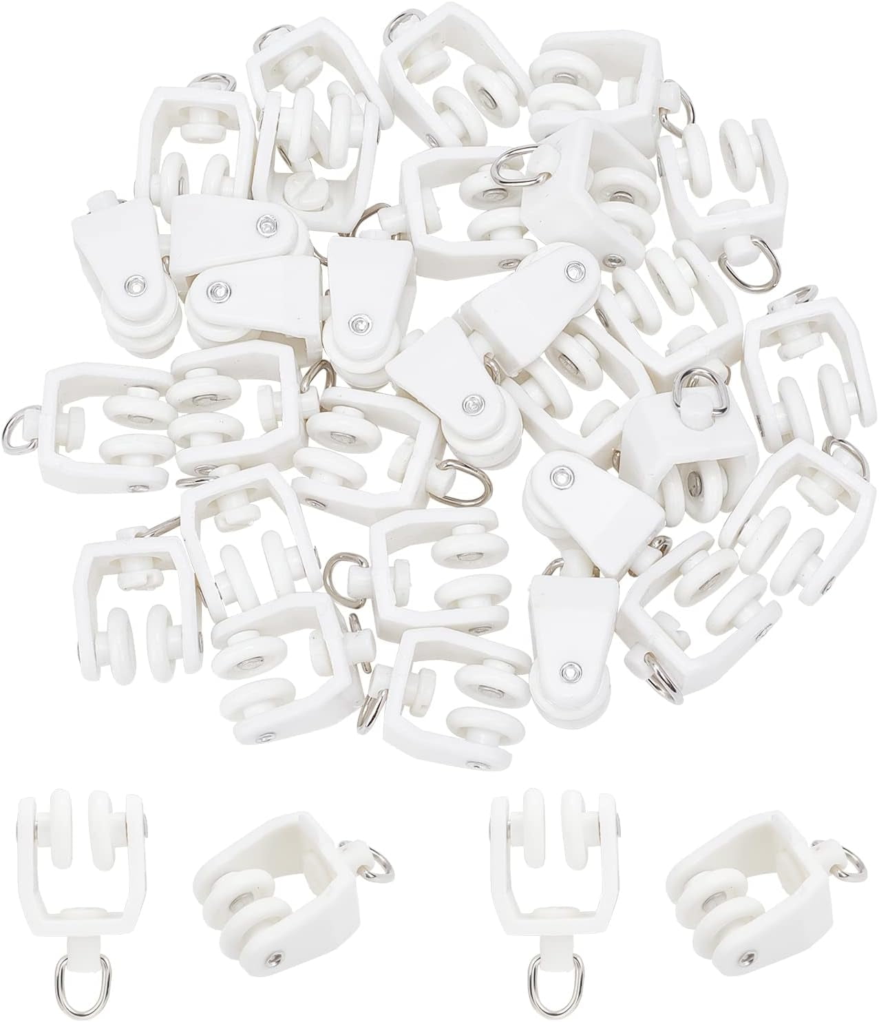 30Pcs Ceiling Curtain Track Plastic Drapery Rail Sliding Glider Rollers ...