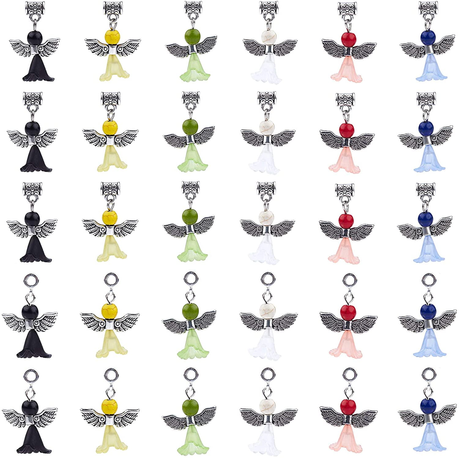30Pcs Christmas Angel Charms Bulk European Bead Bail Charms Mixed ...