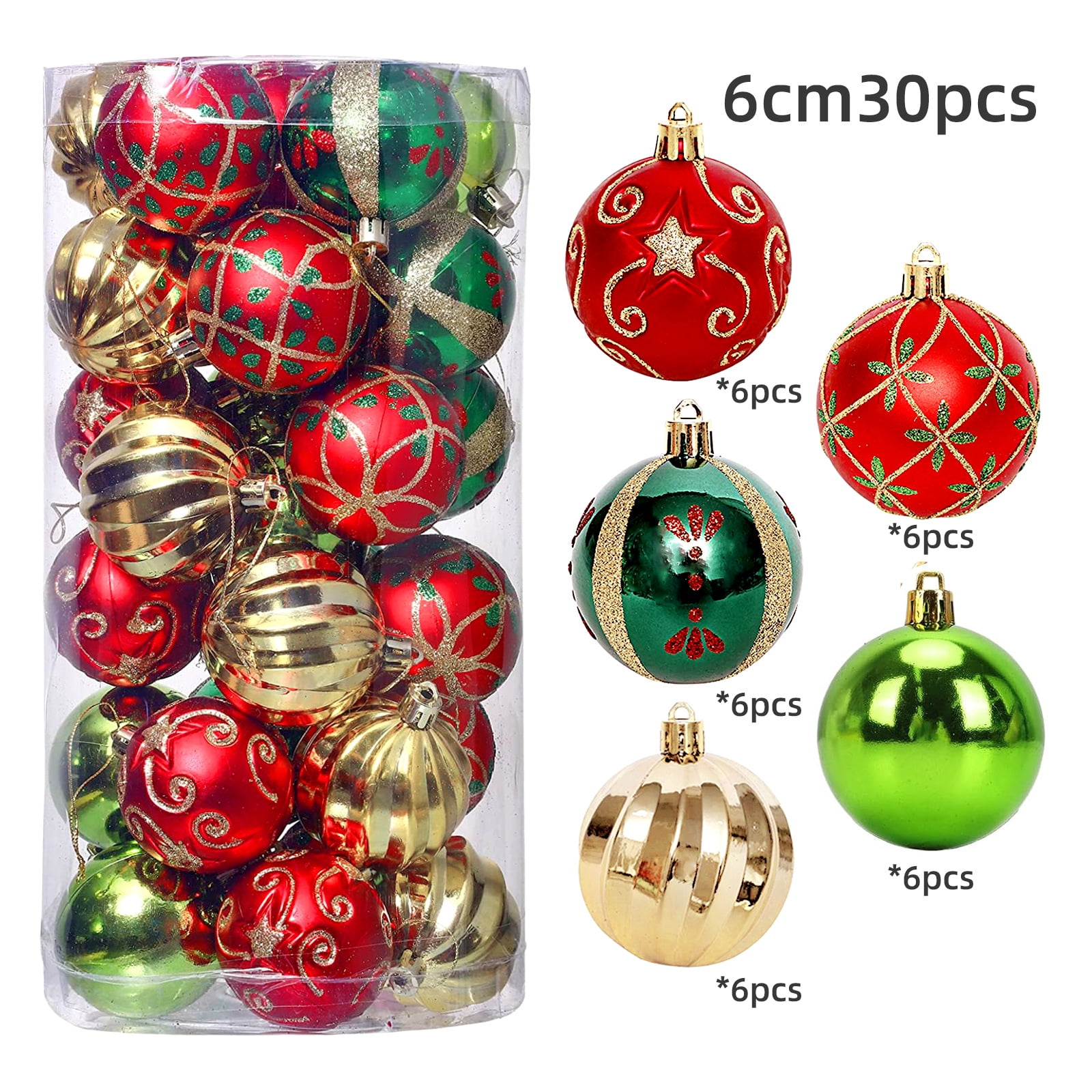 30Pcs Christmas Ball 2.36 Inch Xmas Tree Baubles Set Party Holiday ...