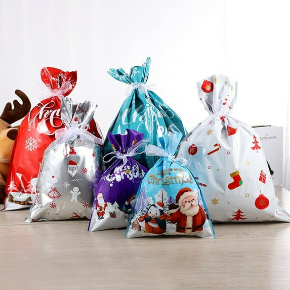 30Pcs Christmas Gift Bags with Tags, Holiday Drawstring Gift Bags ...