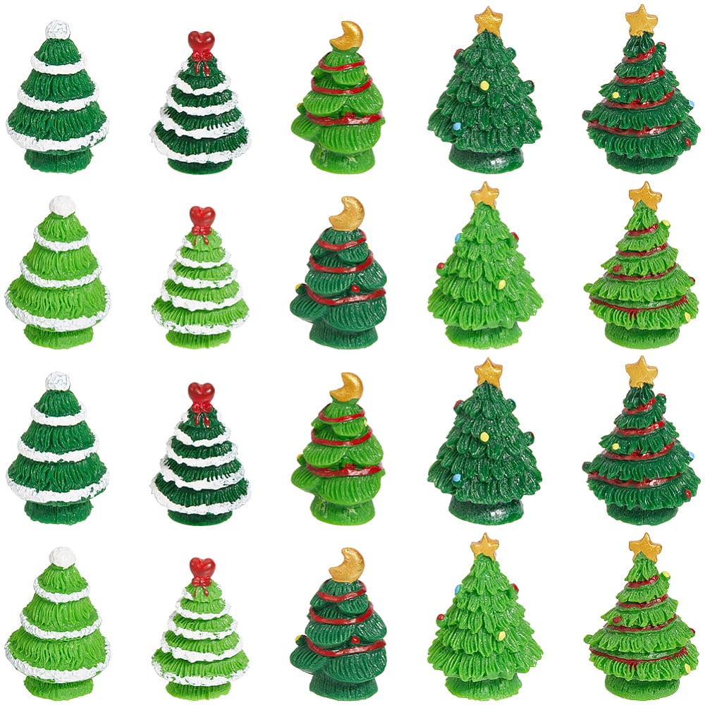 30Pcs Christmas Resin Miniatures Mini Christmas Trees Miniature ...