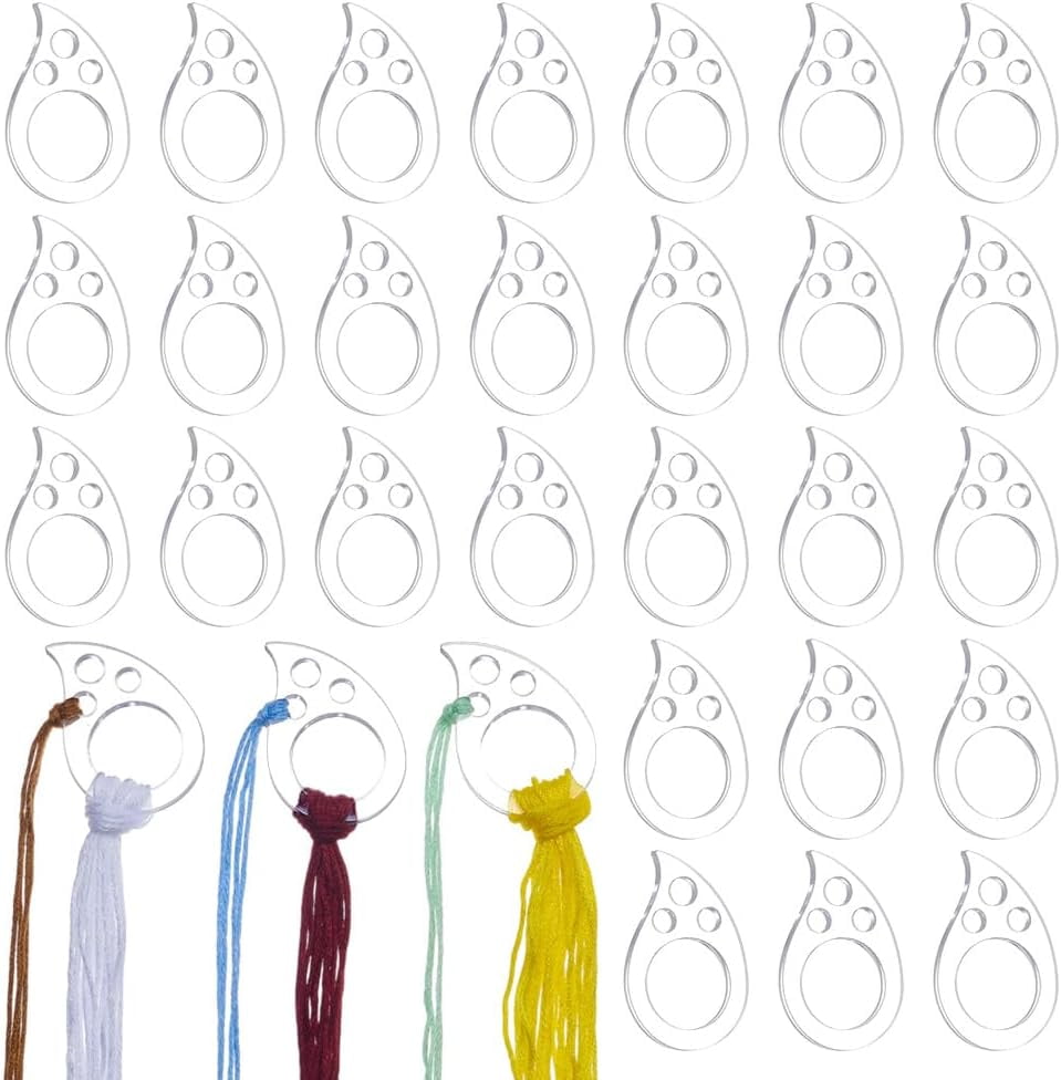 30Pcs Clear Acrylic Embroidery Floss Drops Teardrop Acrylic Thread ...