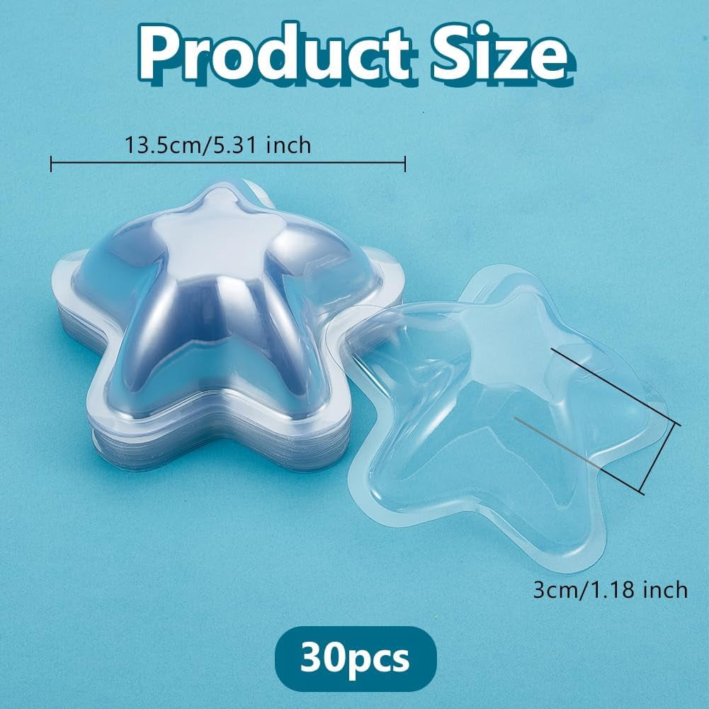 30Pcs Clear Candy Dome 5.3x1.2 Inch Star Plastic Domes Candy Holder ...
