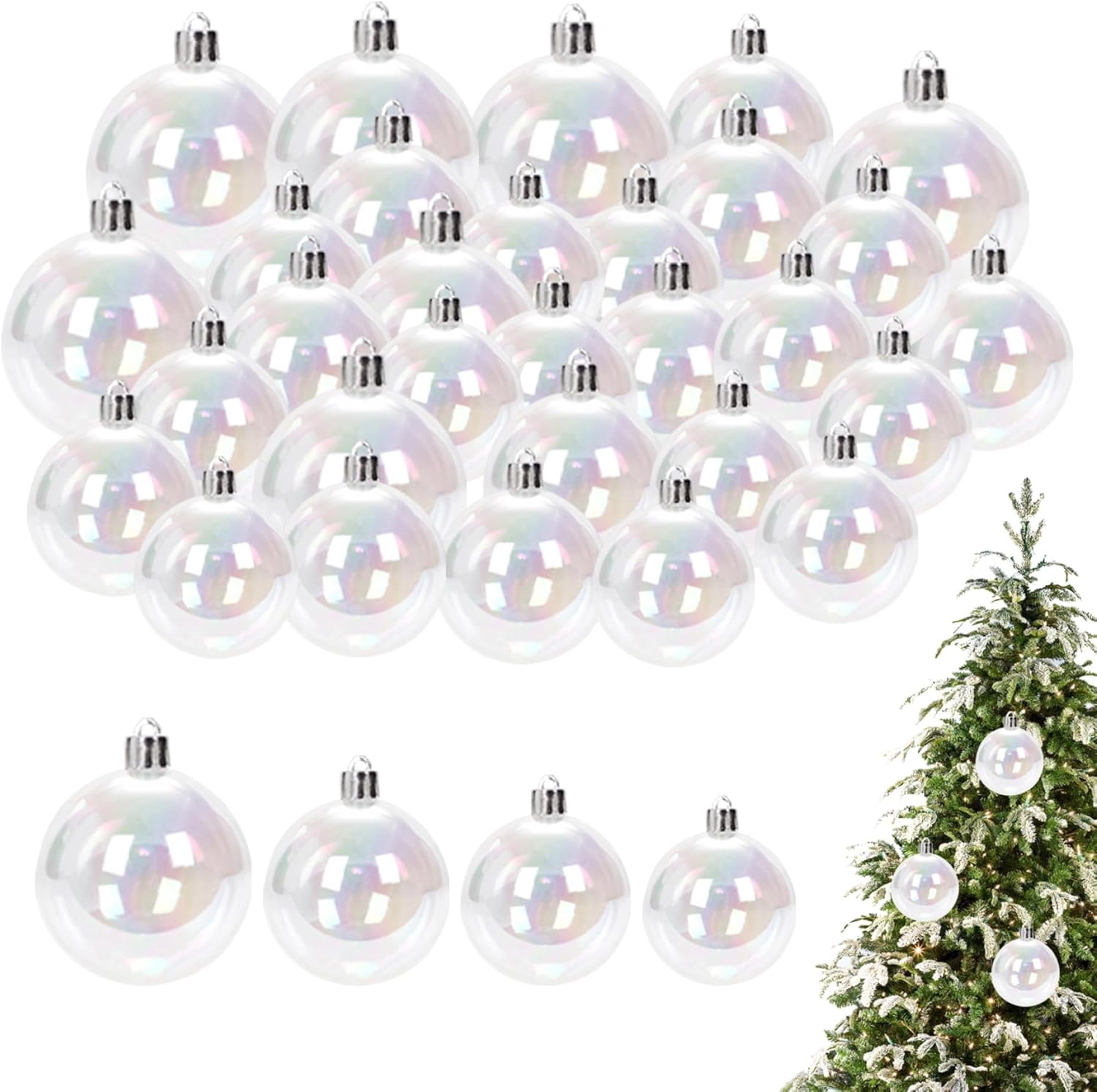 30Pcs Clear Christmas Balls 1.2/1.6/2/2.4inch Shatterproof Clear ...