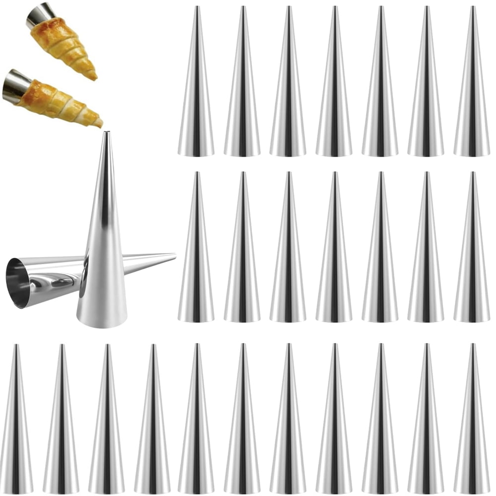 30Pcs Cream Horn Pastry Mold Set, HYG Non-Stick Stainless Steel Conical ...