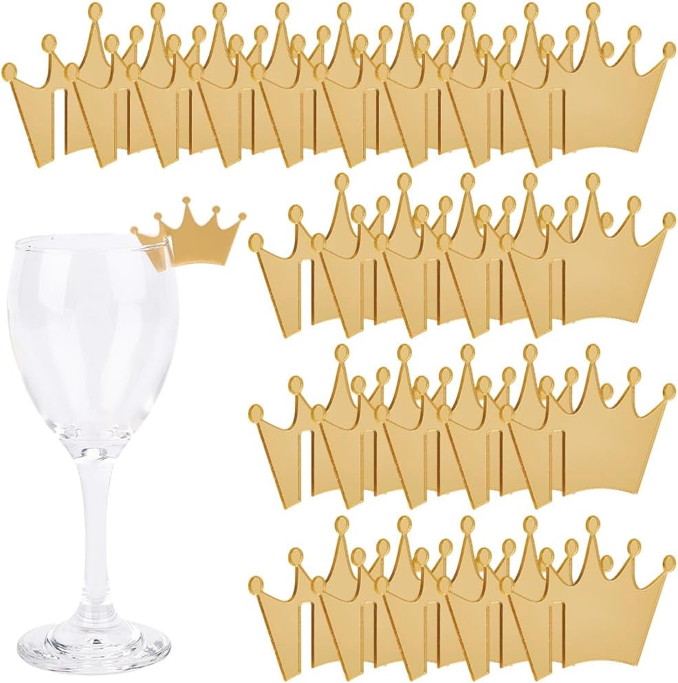30Pcs Crown Drink Tags Acrylic Blank Party Drink Marker Wine Glass ...