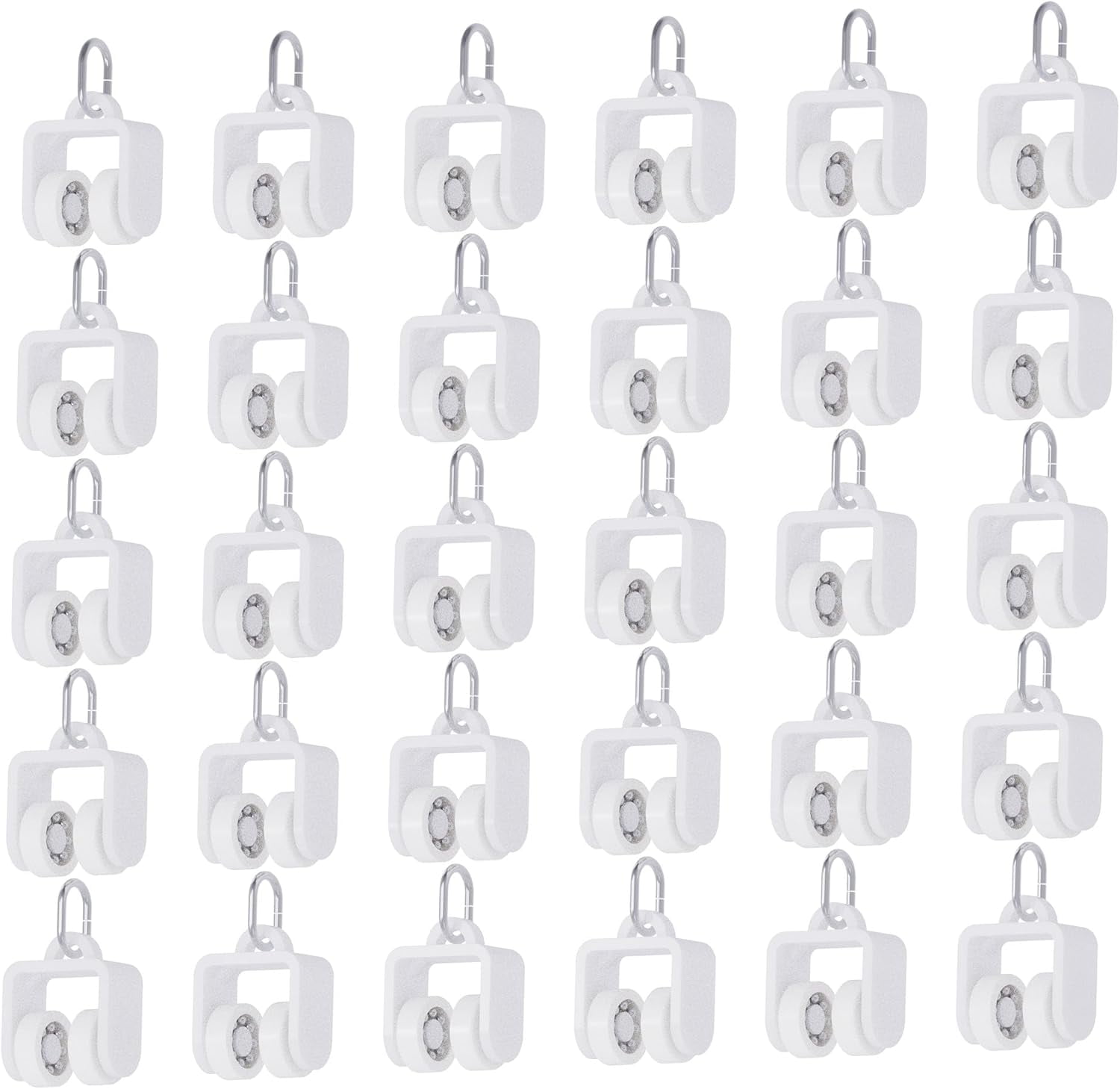 30Pcs Curtain Track Rollers Plastic Twin Wheeled Carriers Drapery Rail ...