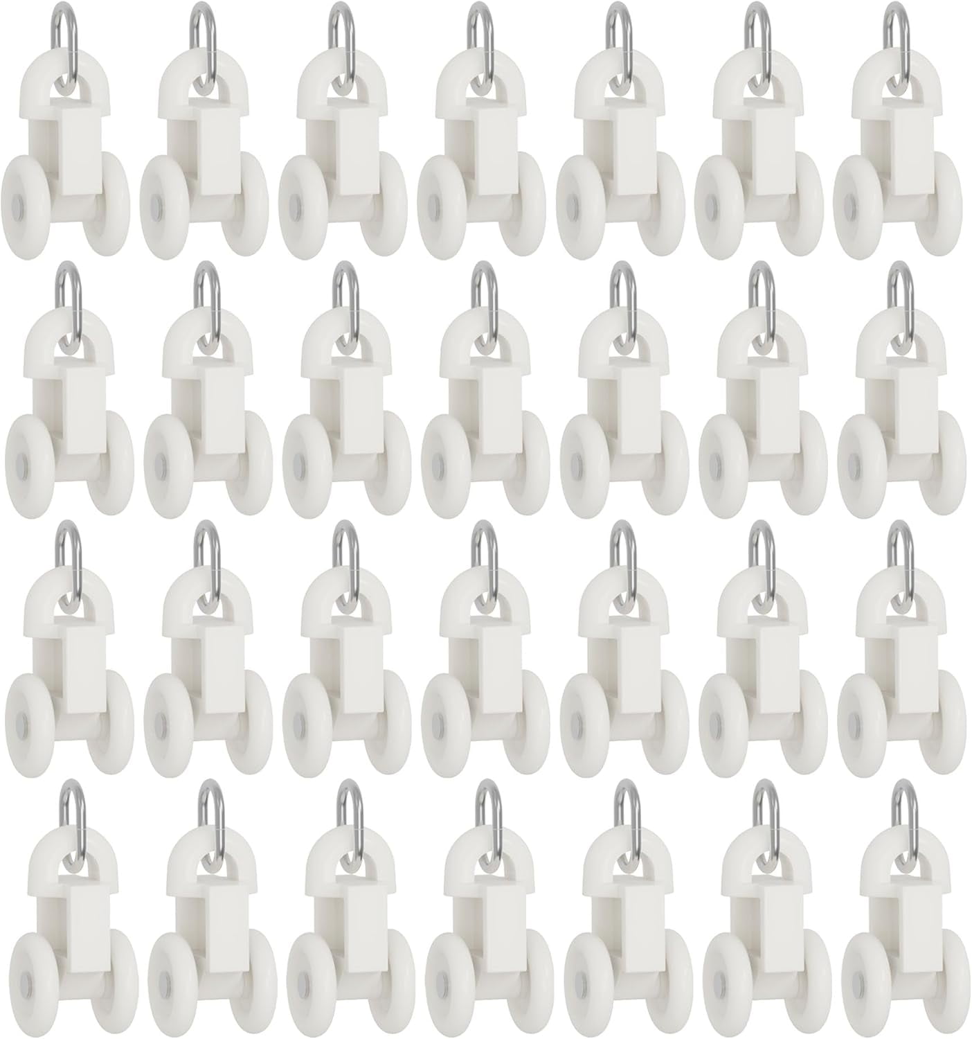 30Pcs Curtain Track Rollers Plastic Twin Wheeled Carriers Drapery Rail ...