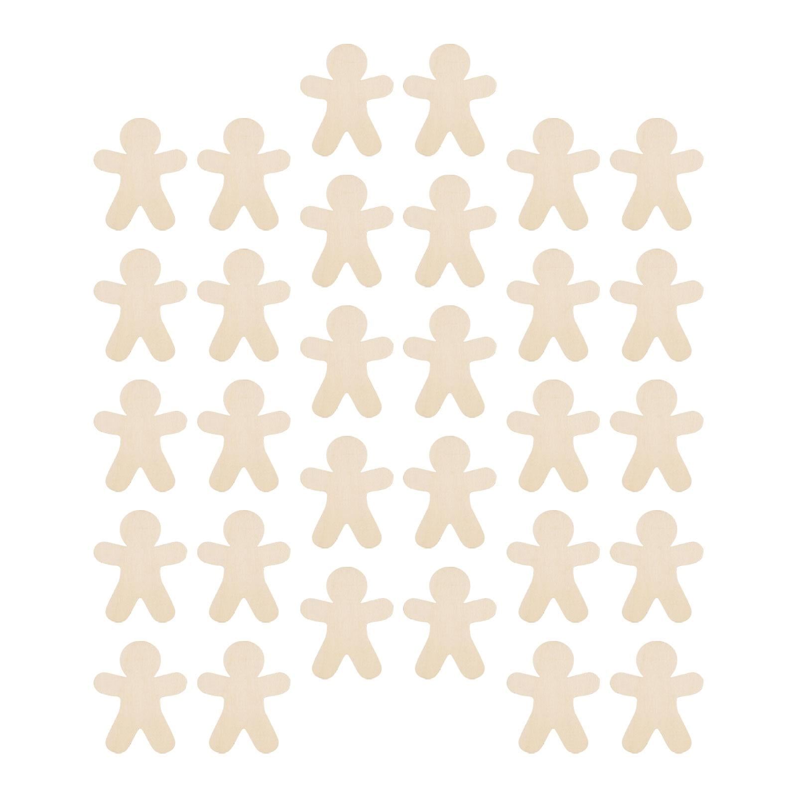 30Pcs DIY Craft Projects Gingerbread Man Wooden Cutouts Toy Christmas ...