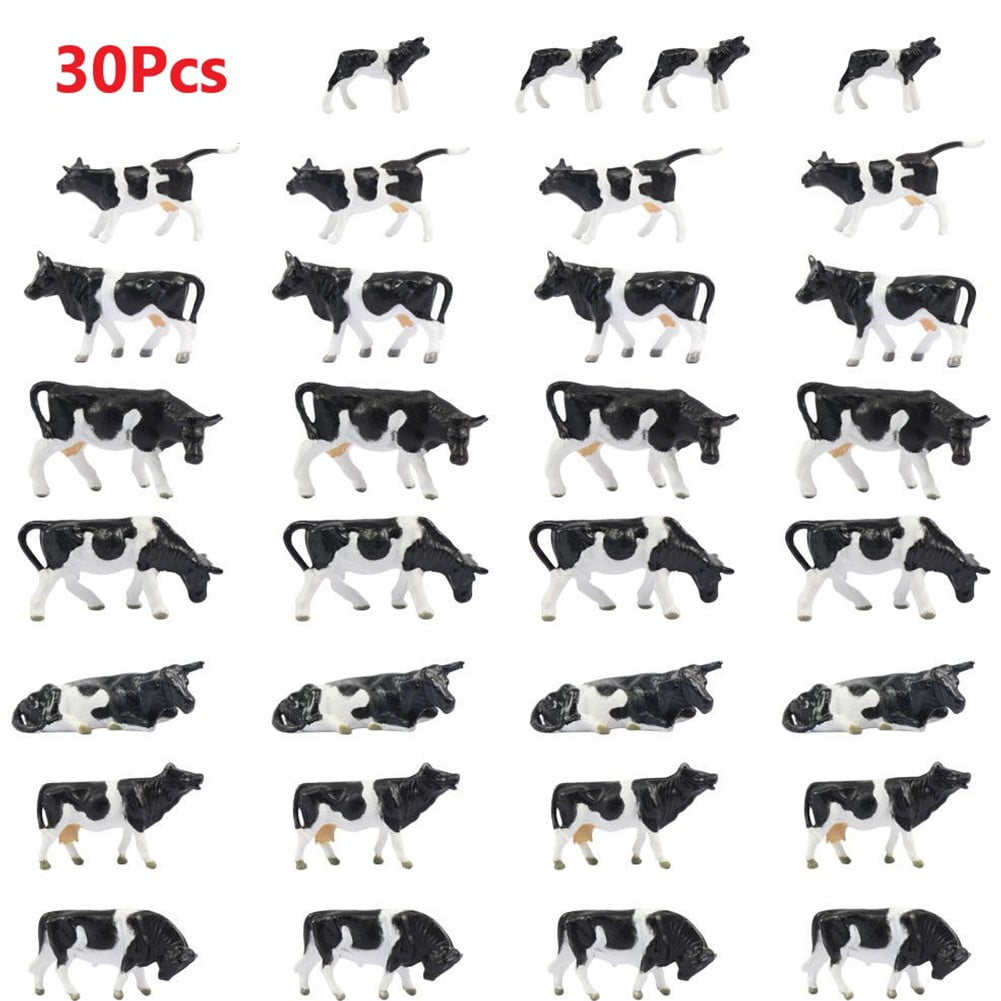 30Pcs DIY Model Railway Animals Model Painted Farm 1:87 HO Scale Cows ...