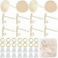30Pcs Drawbench Flat Round Brass Stud Earring Findings with Vertical ...
