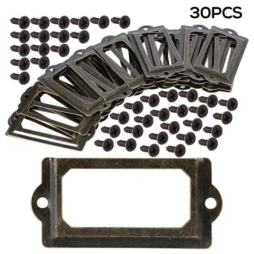 30Pcs Drawer Tag Antique Bronze Label for Name Plates Cabinet Drawer ...