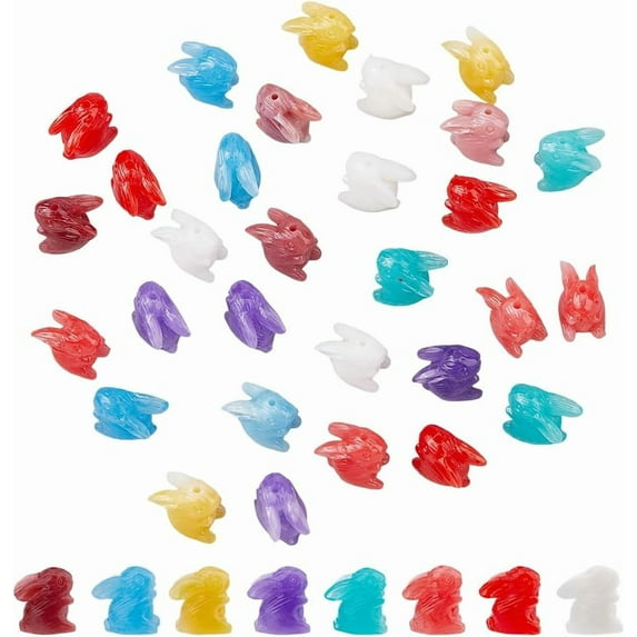 30Pcs Easter Bunny Bead Resin Rabbit Beads Pony Beads Random Color ...