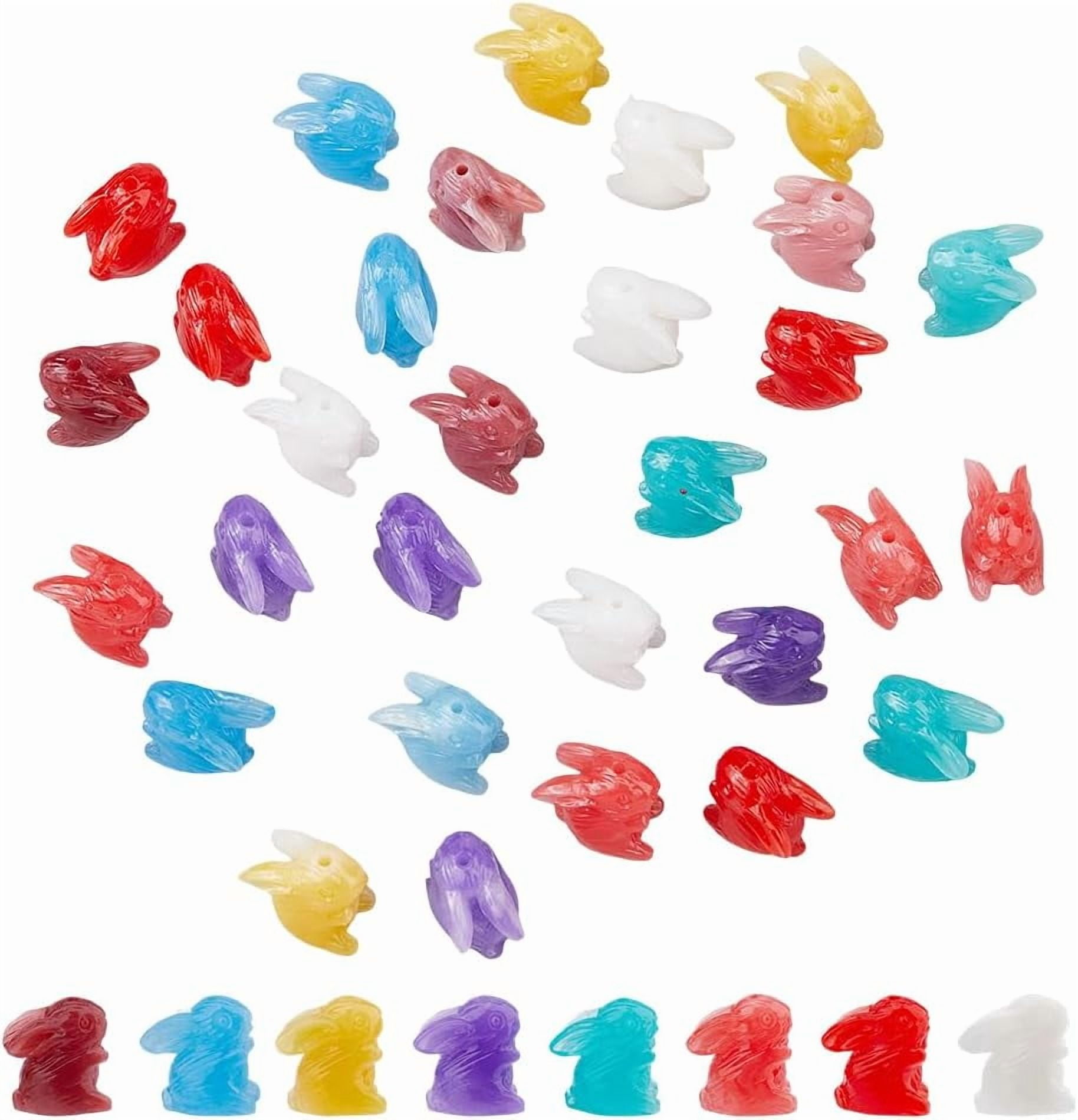 30Pcs Easter Bunny Bead Resin Rabbit Beads Pony Beads Random Color ...