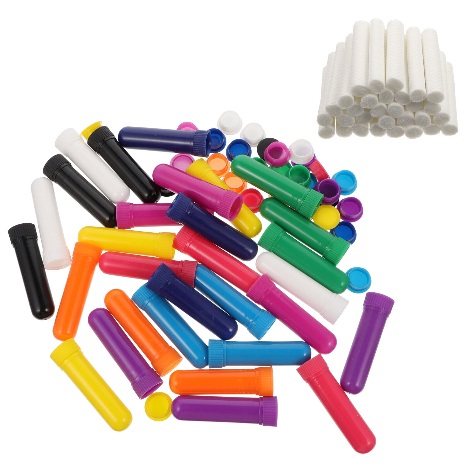 30Pcs Empty Nasal Inhaler Tubes with Cotton Bar Aromatherapy Nasal ...