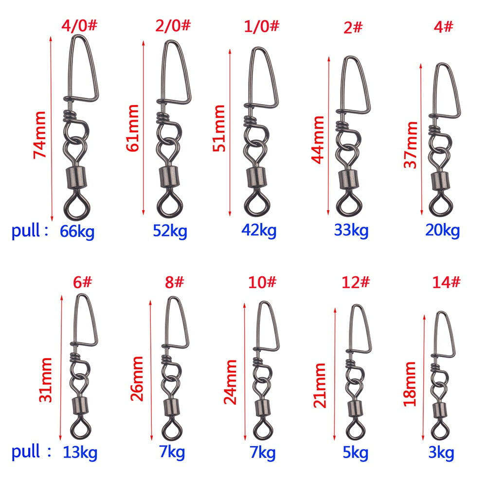 30Pcs Fish Ball Bearing Fishing Swivels Snap Coastlock Fishing Line ...