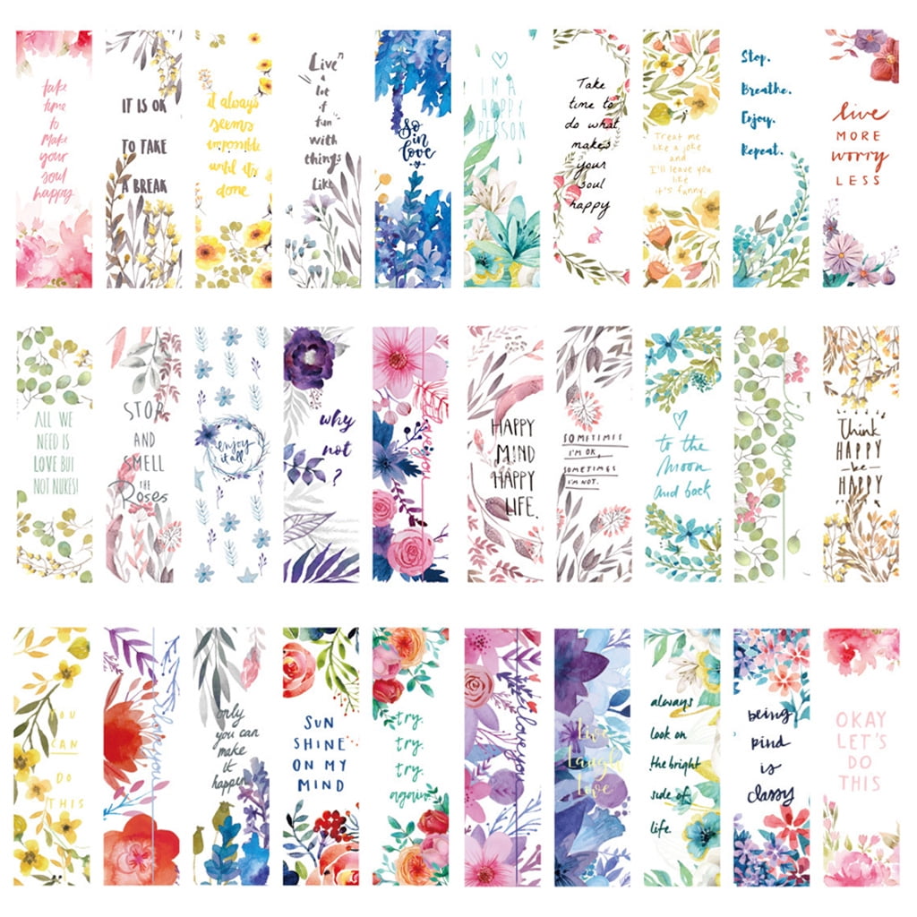 30Pcs Floral Style Bookmarks Page Markers Colorful Assorted Book ...