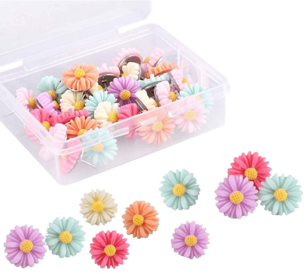 30Pcs Flower Pushpins Flower Thumb Tacks Decorative Floret Push Pins ...