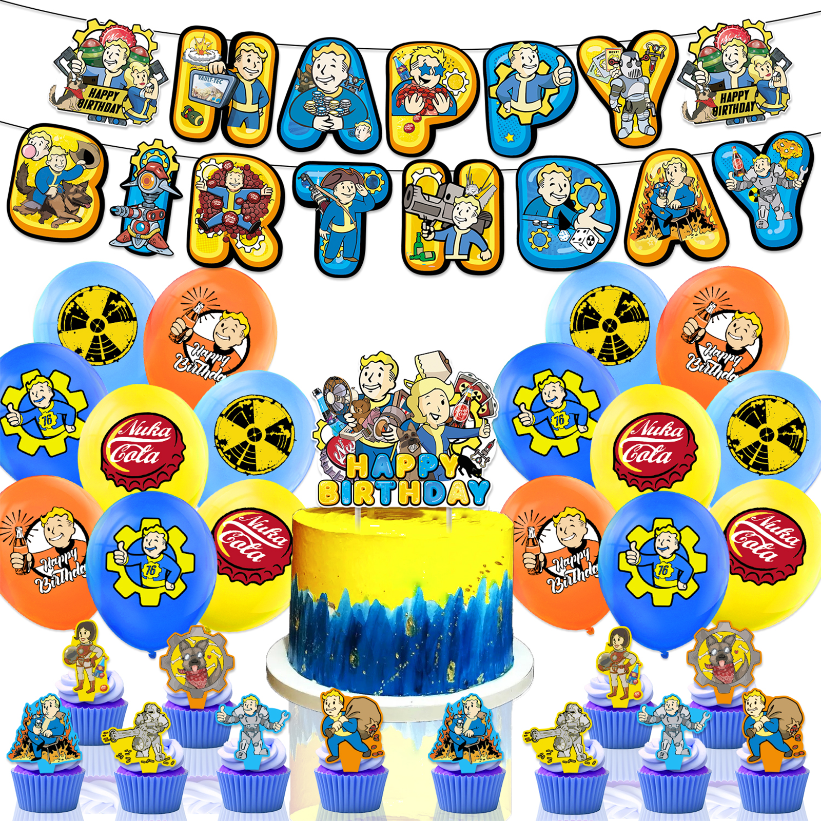 30Pcs For Fallout Party Decoration Kit – Includes Banner, 16 Balloons ...