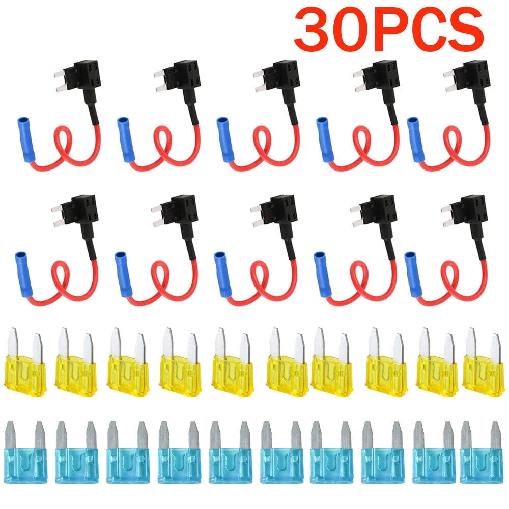 30Pcs Fuse TAP ADAPTER KIT 12V 15 Amp 20Amp Car Add-a-circuit Mini ATM ...