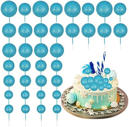 30Pcs Glitter Balls Cake Topper DIY Cake Insert Toppers Ball Cake Picks ...